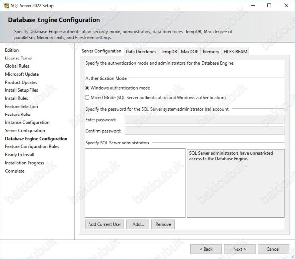 Microsoft SQL Server 2022 Kurulumu - Baki ÇUBUK