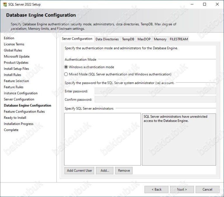 Microsoft SQL Server 2022 Kurulumu - Baki ÇUBUK