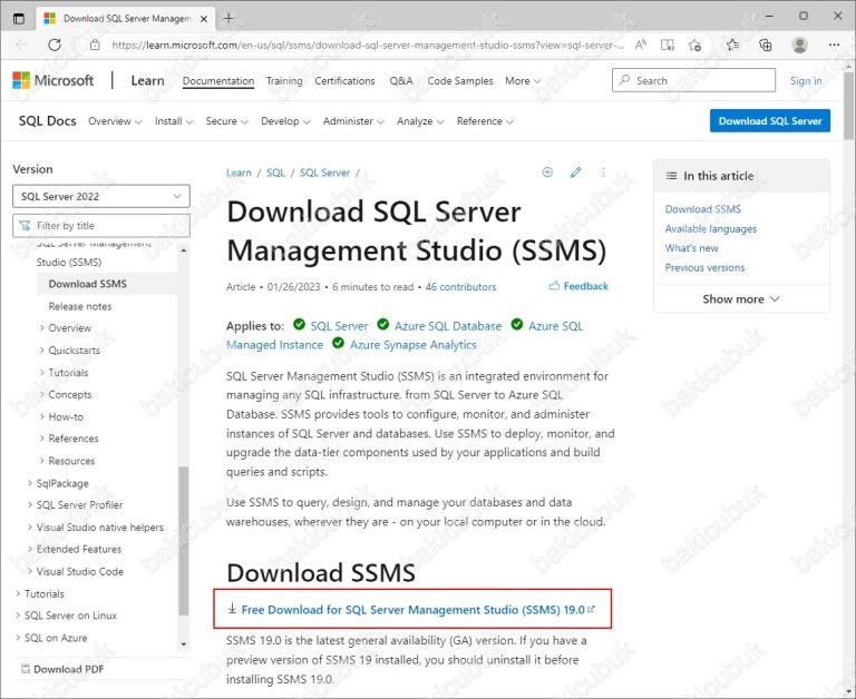 Microsoft SQL Server Management Studio 19.0 Kurulumu - Baki ÇUBUK