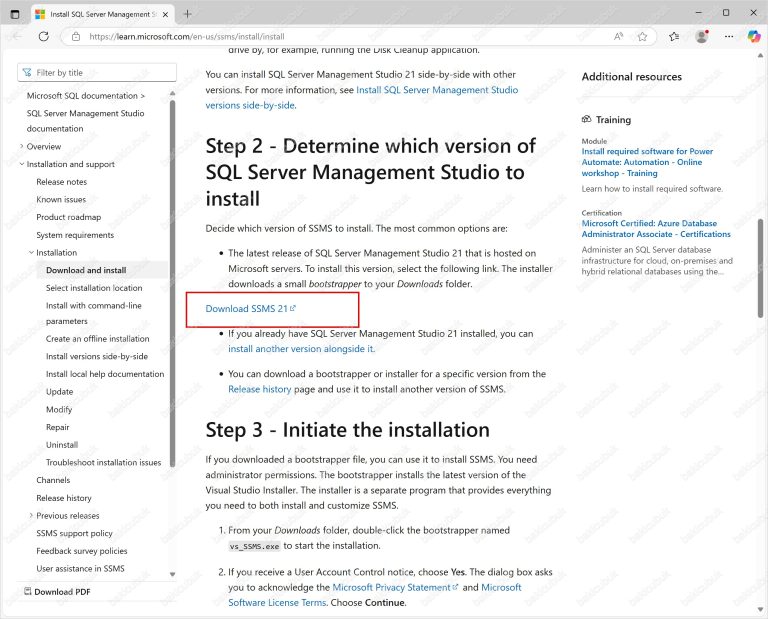 Microsoft SQL Server Management Studio 21 Kurulumu - Baki ÇUBUK