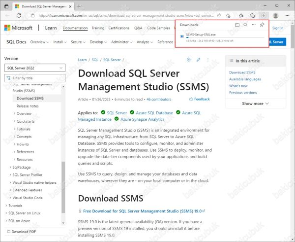 Microsoft SQL Server Management Studio 19.0 Kurulumu - Baki ÇUBUK