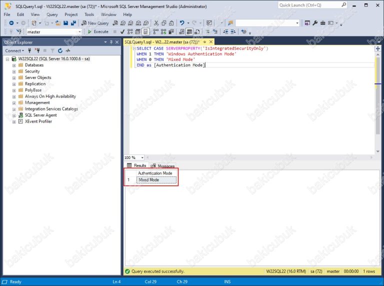 Microsoft SQL Server Authentication Mode - Baki ÇUBUK