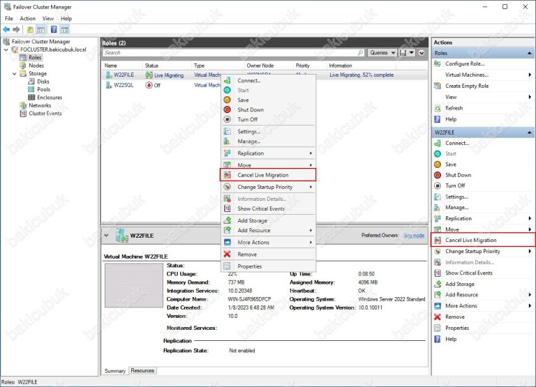 Windows Server 2022 Hyper-V Failover Cluster Live Migration - Baki ÇUBUK Windows Server 2022 Hyper-V Failover Cluster Live Migration - Baki ÇUBUK